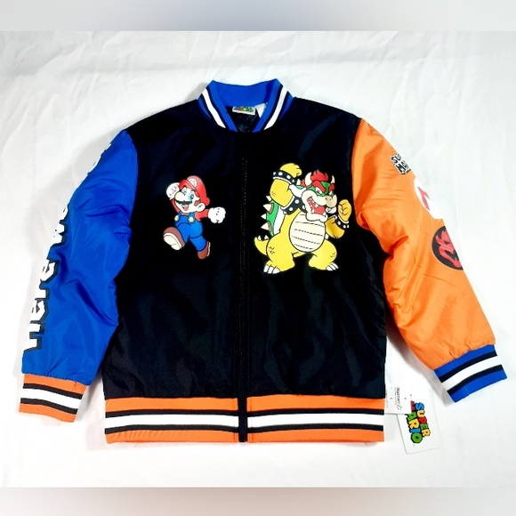 Nintendo | Jackets & Coats | Super Mario Bowser Bomber Jacket Boys Size ...